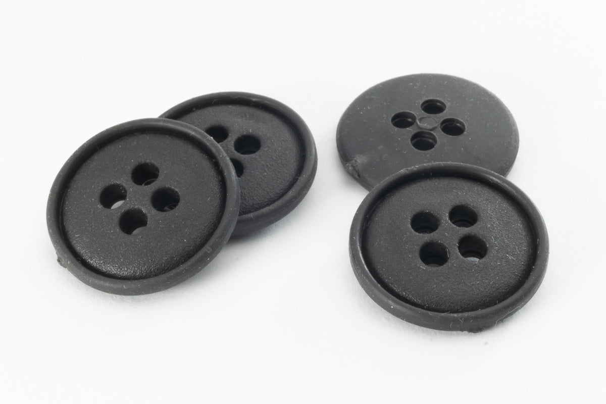 15mm Black Rubber 4 Hole Button (2 Pcs) #BTN013 – General Bead