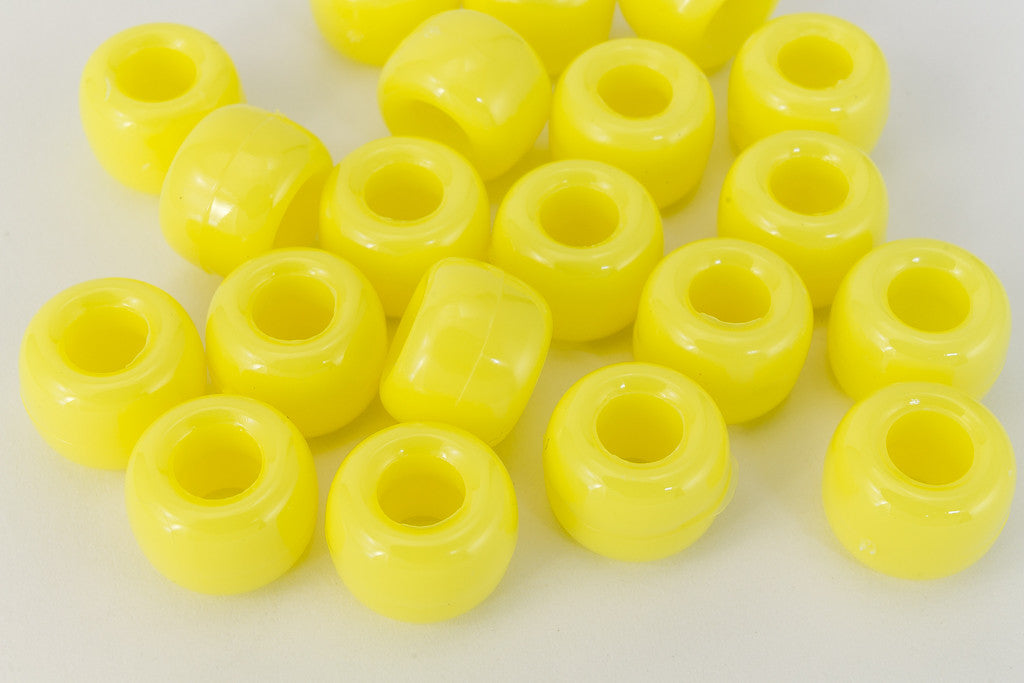 6mm x 9mm Yellow Pony Plastic Craft Bead #QUA004 – General Bead