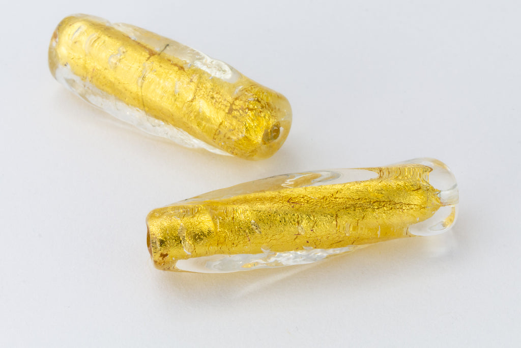 8mm x 28mm Vintage Venetian Gold Lined Crystal Twist Bead #XVB001 ...