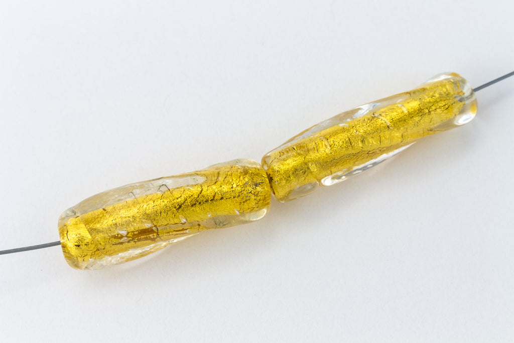 8mm x 28mm Vintage Venetian Gold Lined Crystal Twist Bead #XVB001 ...